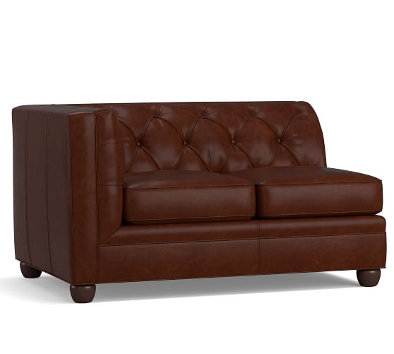 Build Your Own Chesterfield Square Arm Leather Sectional | Pottery Barn