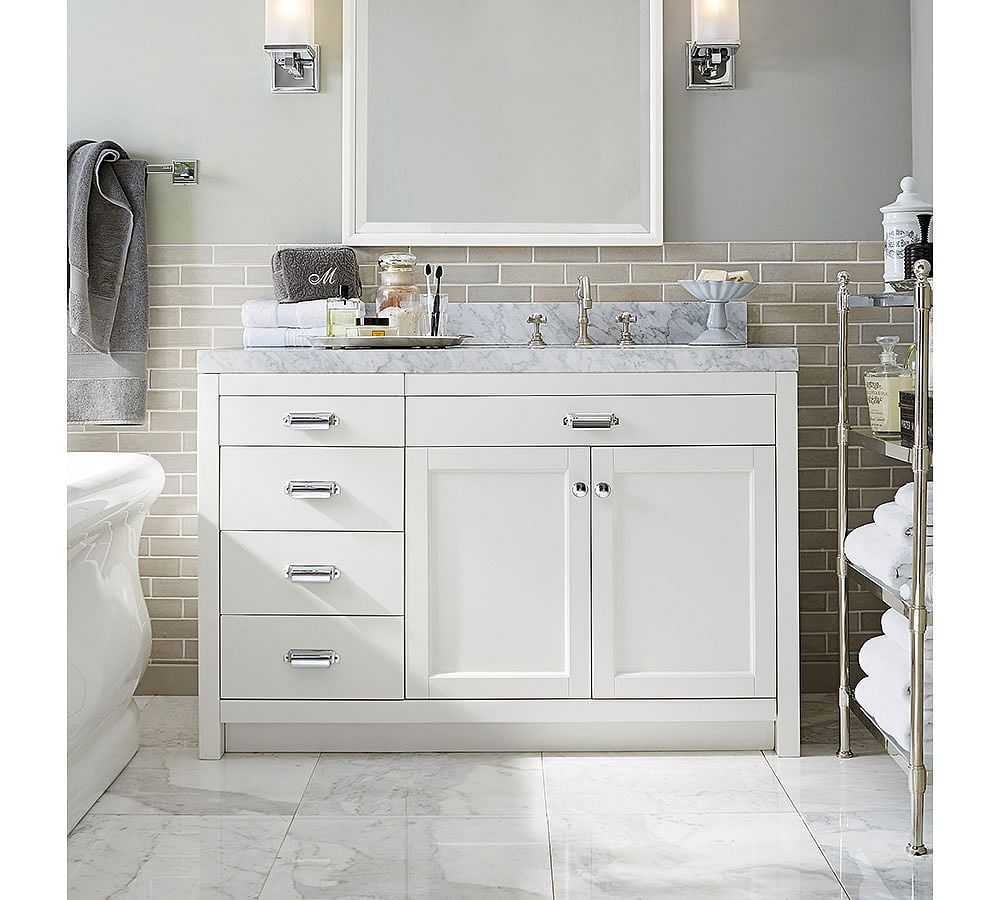 Davis Asymmetric Single Sink Vanity – 48.25" | Pottery Barn