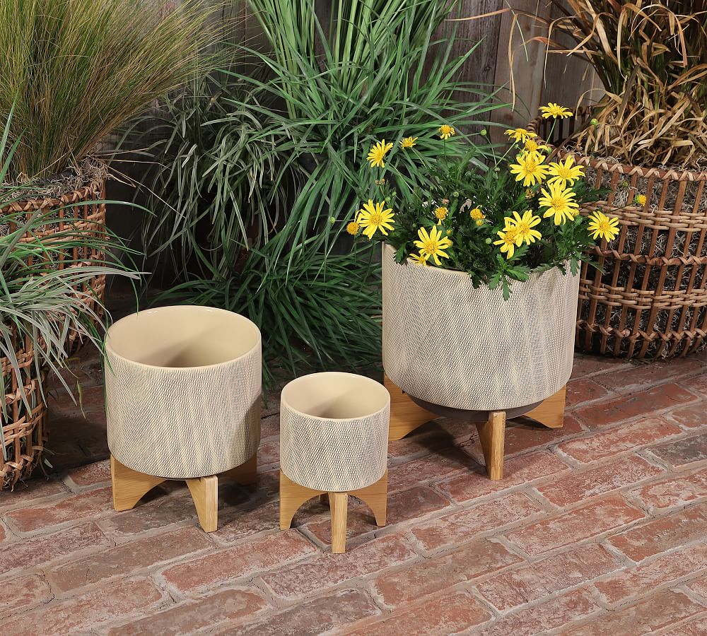 Footed Textured Planter | Pottery Barn