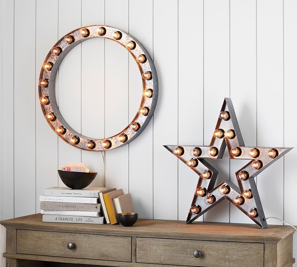 Lit Galvanized Iron Shapes Wall Art | Pottery Barn