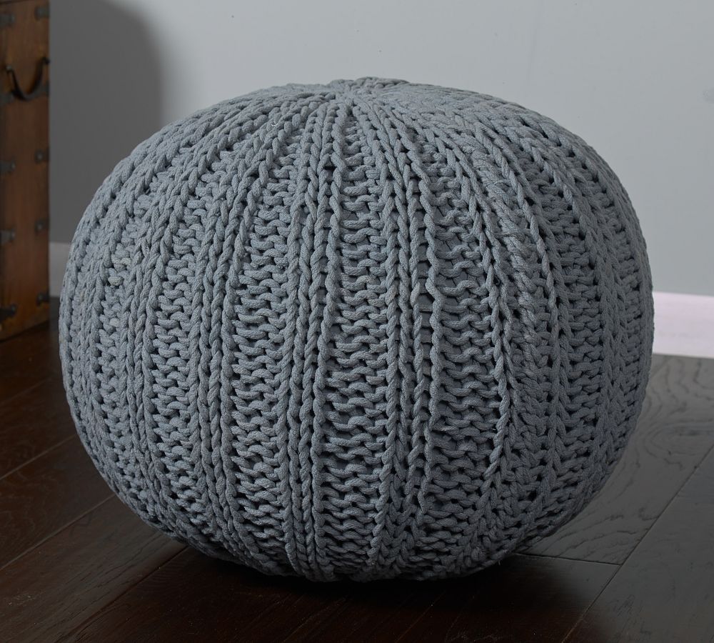 Handknit Cotton Sweater Pouf | Pottery Barn