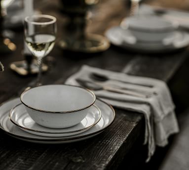 Rim Enamel 8-Piece Dinnerware Set | Pottery Barn