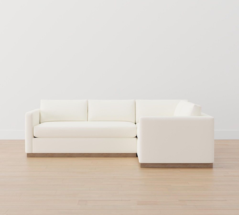 Carmel Square Slim Arm Upholstered 3-Piece Corner Sectional with Wood ...