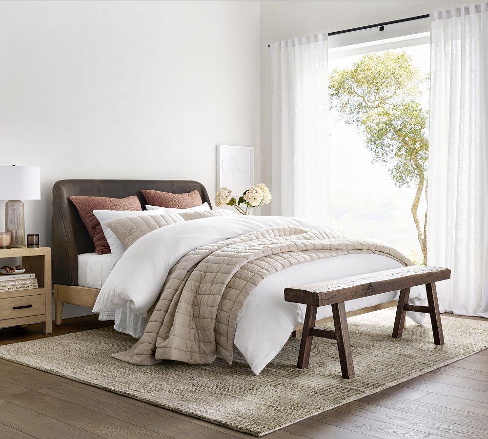 European Flax Linen/Cotton Channel Stitch Quilt | Pottery Barn