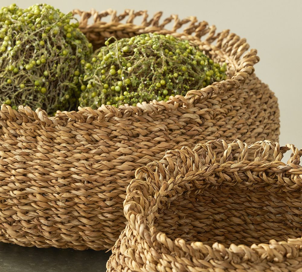 Andria Seagrass Low Baskets - Set of 3 | Pottery Barn