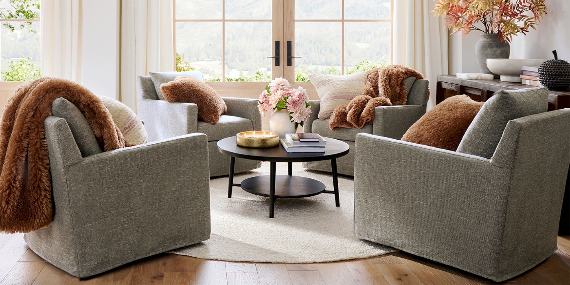 Ayden Square Arm Slipcovered Swivel Glider | Pottery Barn