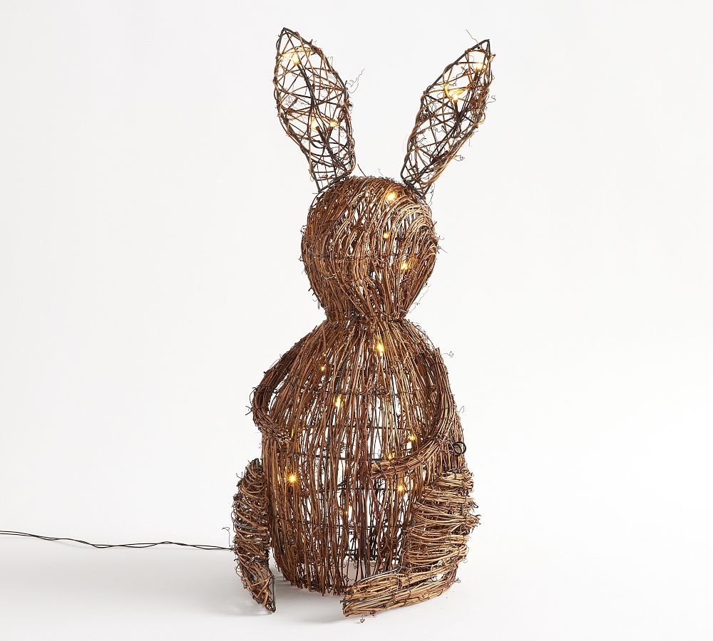 Rattan Bunny with Twinkle Lights | Pottery Barn
