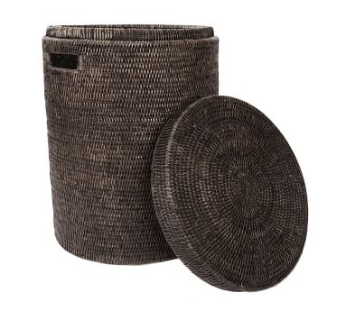 Tava Handwoven Rattan Round Hamper | Pottery Barn