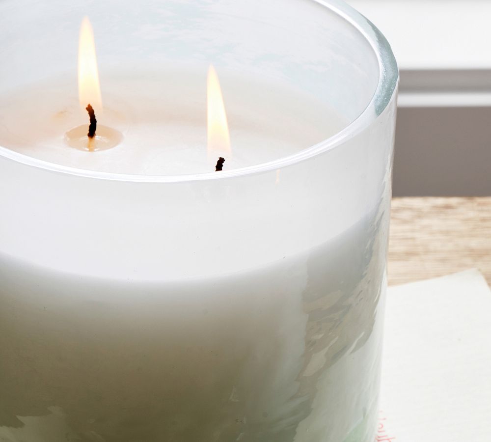 Hammered Glass Scented Candle - Bergamot & White Oak | Pottery Barn