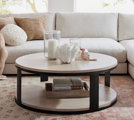 Open Box: Cayman Round Wood & Metal Coffee Table | Pottery Barn