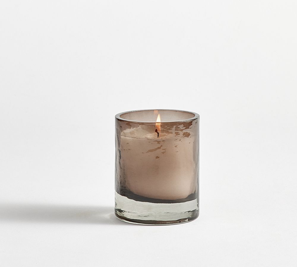 Hammered Glass Scented Candle - Bergamot & White Oak | Pottery Barn