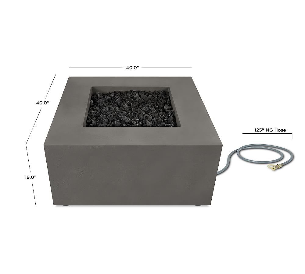 Arbor Concrete Low Square Fire Pit Table | Pottery Barn