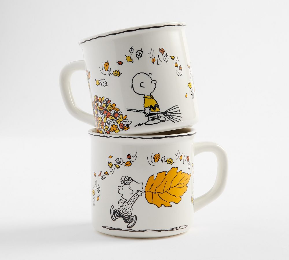 Peanuts™ Harvest Charlie Brown Decal Mugs - Set of 2 | Pottery Barn