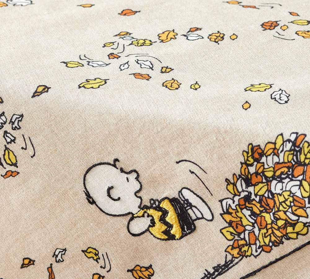 Peanuts™ Fall Leaves Table Throw | Pottery Barn