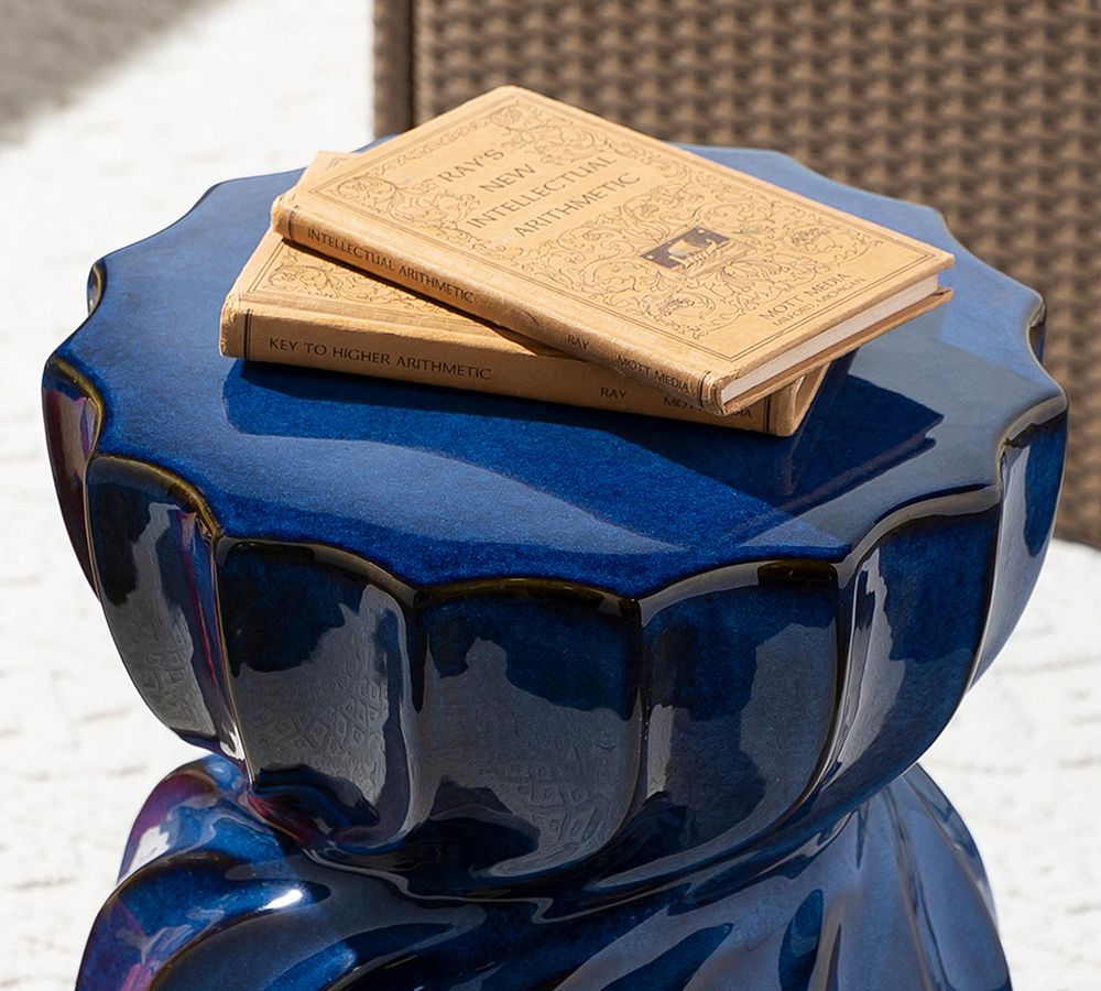 Jayden Round Ceramic Accent Table | Pottery Barn