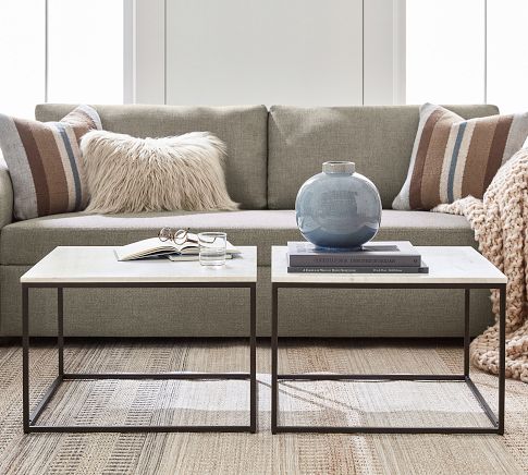 Delaney Rectangular Marble End Table | Pottery Barn