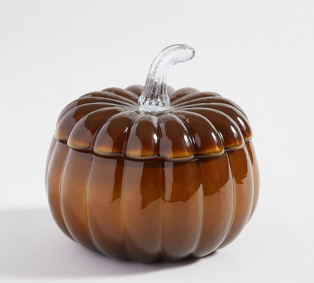 Handcrafted Pumpkin Lidded Recycled Glass Candles - Harvest Spice ...