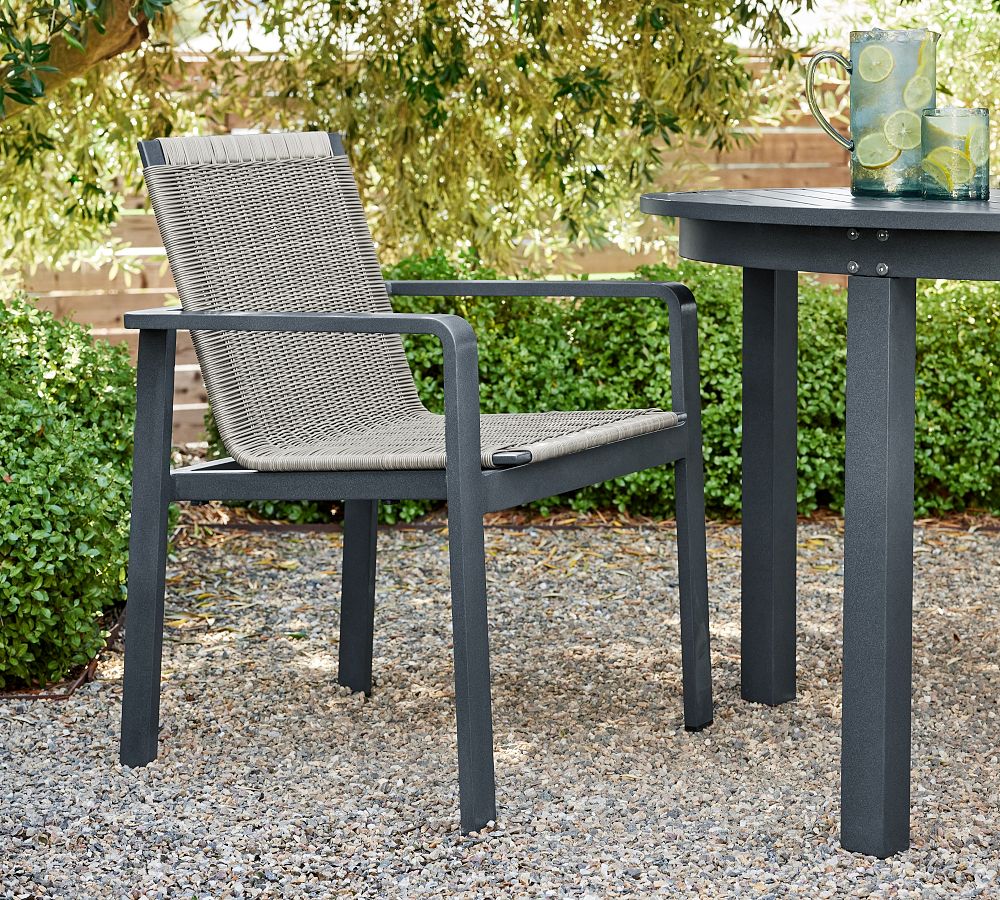 Open Box: Indio Metal & Wicker Stacking Outdoor Dining Armchair ...