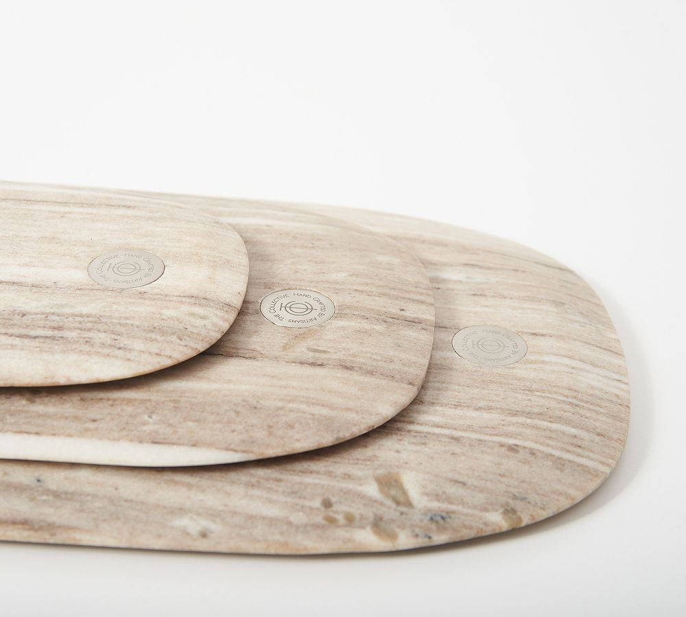 Beige Handcarved Marble Cheese Boards - Set of 3 | Pottery Barn