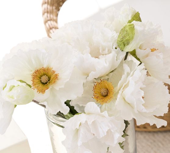Faux White Poppy Flower Bundle | Pottery Barn