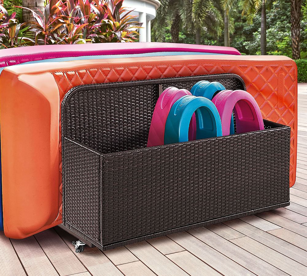 Benson Outdoor Wicker Pool Storage Caddy | Pottery Barn