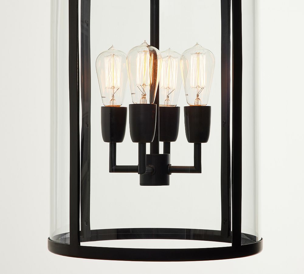 Manor Outdoor Glass & Iron Cylinder Pendant | Pottery Barn