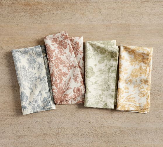 Sorrel Toile Print Organic Napkins - Set of 4 | Pottery Barn