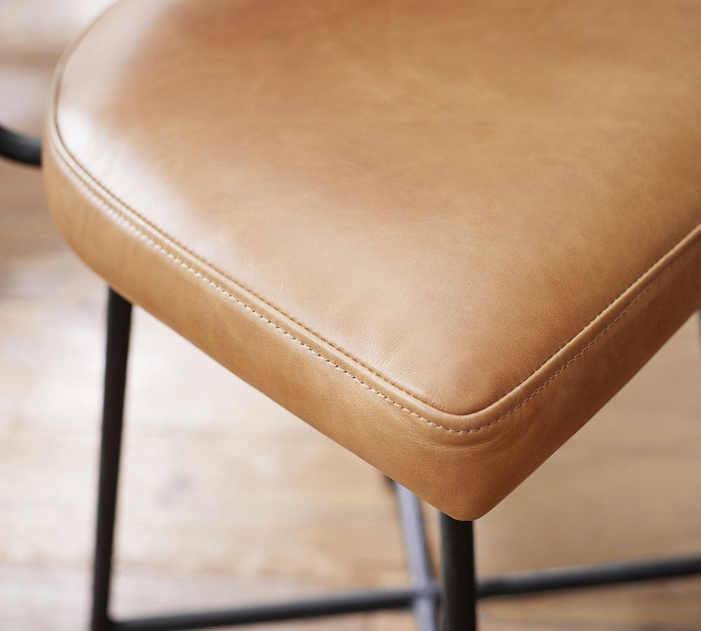 Maison Leather Low Back Swivel Stool | Pottery Barn