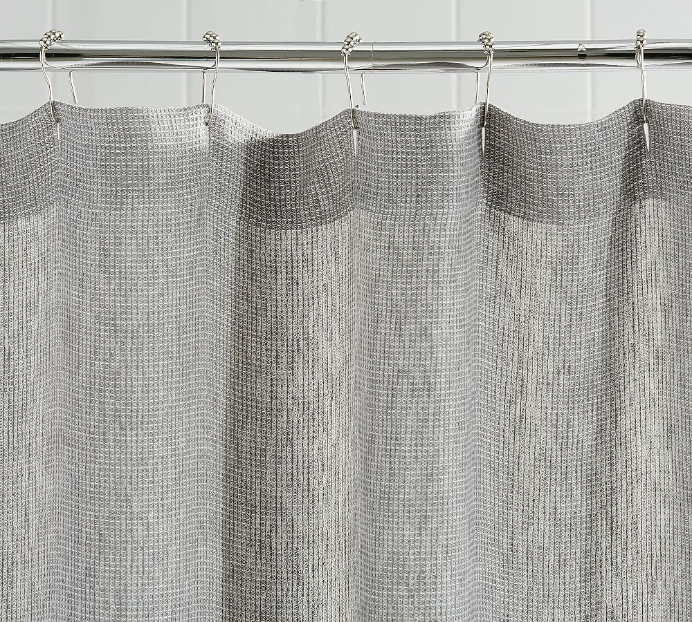 European Flax Linen Waffle Shower Curtain | Pottery Barn