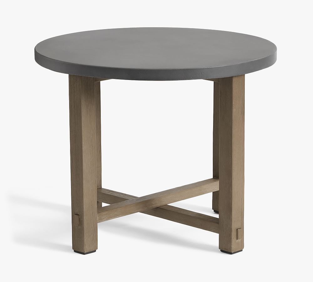 Abbott Indoor/Outdoor XL Concrete & FSC® Acacia Side Table | Pottery Barn