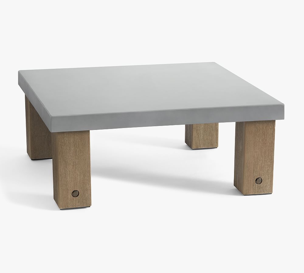 Abbott Concrete & Acacia Square Outdoor Coffee Table | Pottery Barn