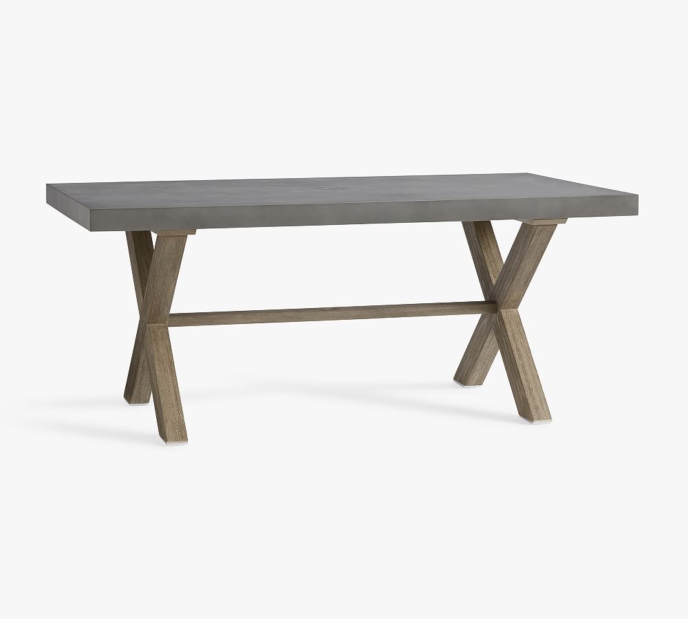 Indio Concrete & FSC® Eucalyptus X-Base Outdoor Dining Table | Pottery Barn