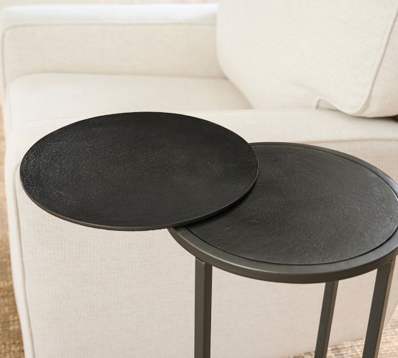 Duke Round Metal Swivel Side Table | Pottery Barn
