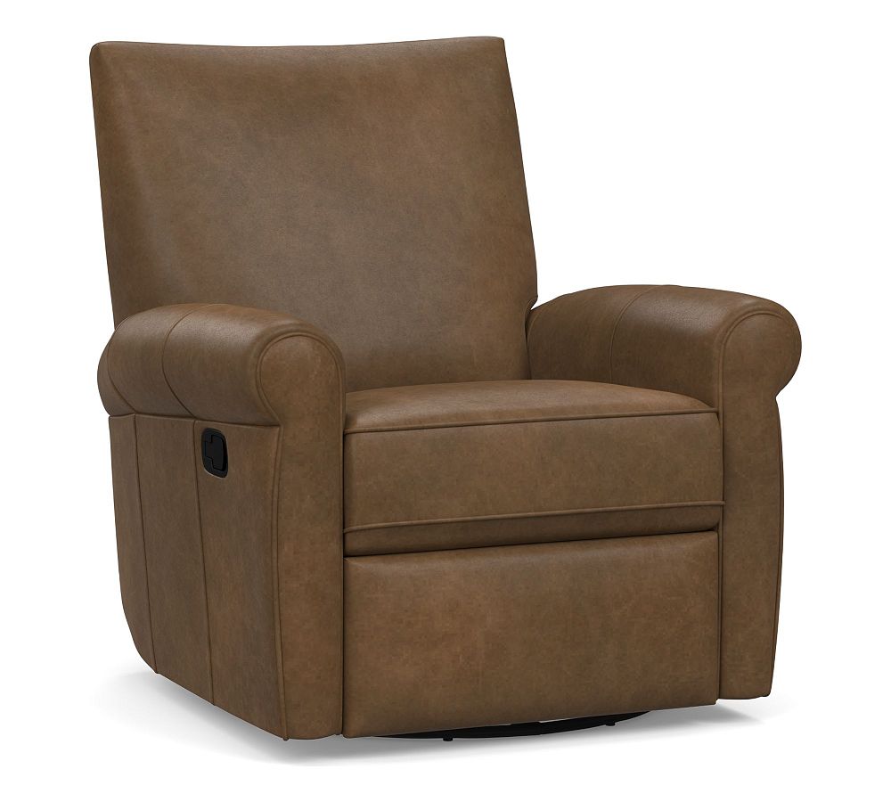 OPEN BOX: Grayson Leather Swivel Recliner, Polyester Wrapped Cushions ...