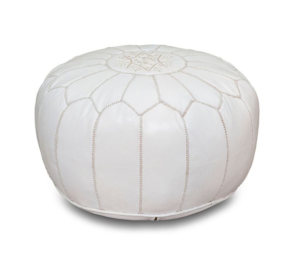 Nadia Moroccan-Style Leather Pouf | Pottery Barn