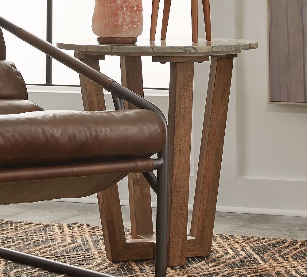 Manali Round Marble End Table | Pottery Barn
