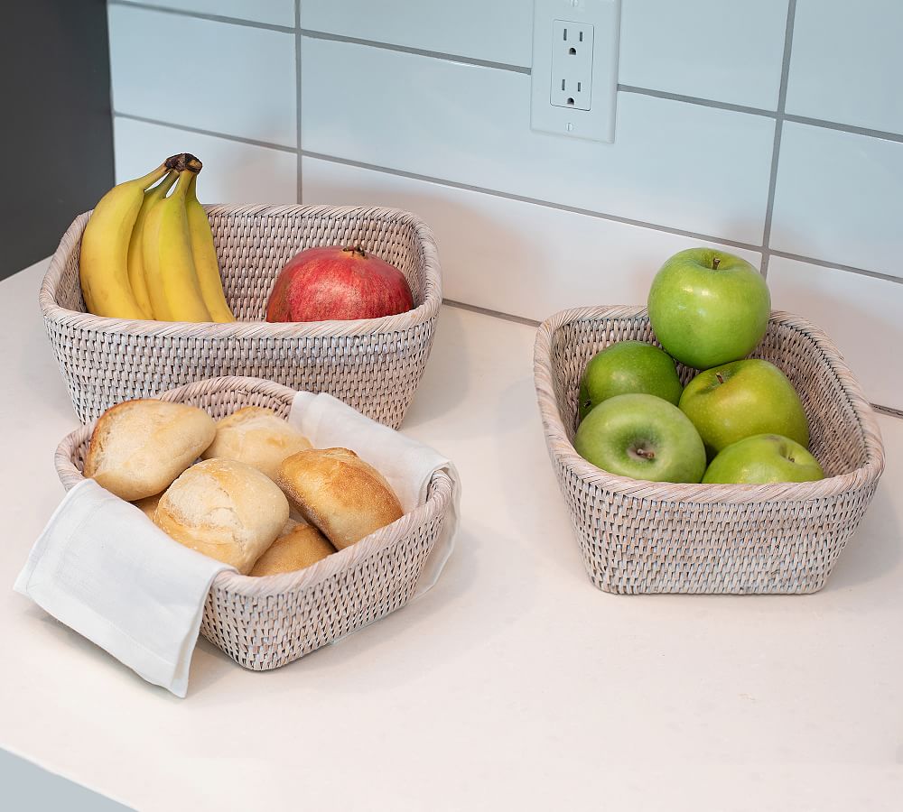 Tava Handwoven Rattan Basket, Set of 3 | Pottery Barn