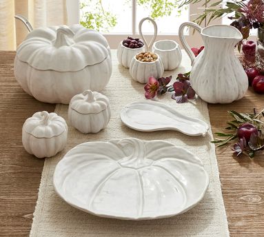 Figural Pumpkin Stoneware Serving Platter | Pottery Barn