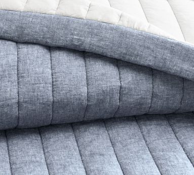 European Flax Linen/Cotton Channel Stitch Quilt | Pottery Barn