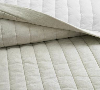 European Flax Linen/Cotton Channel Stitch Quilt | Pottery Barn