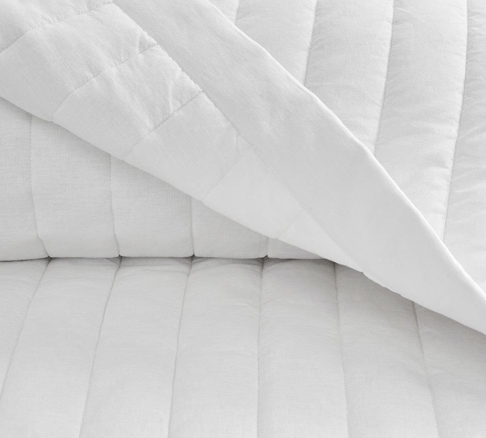 European Flax Linen/Cotton Channel Stitch Quilt | Pottery Barn