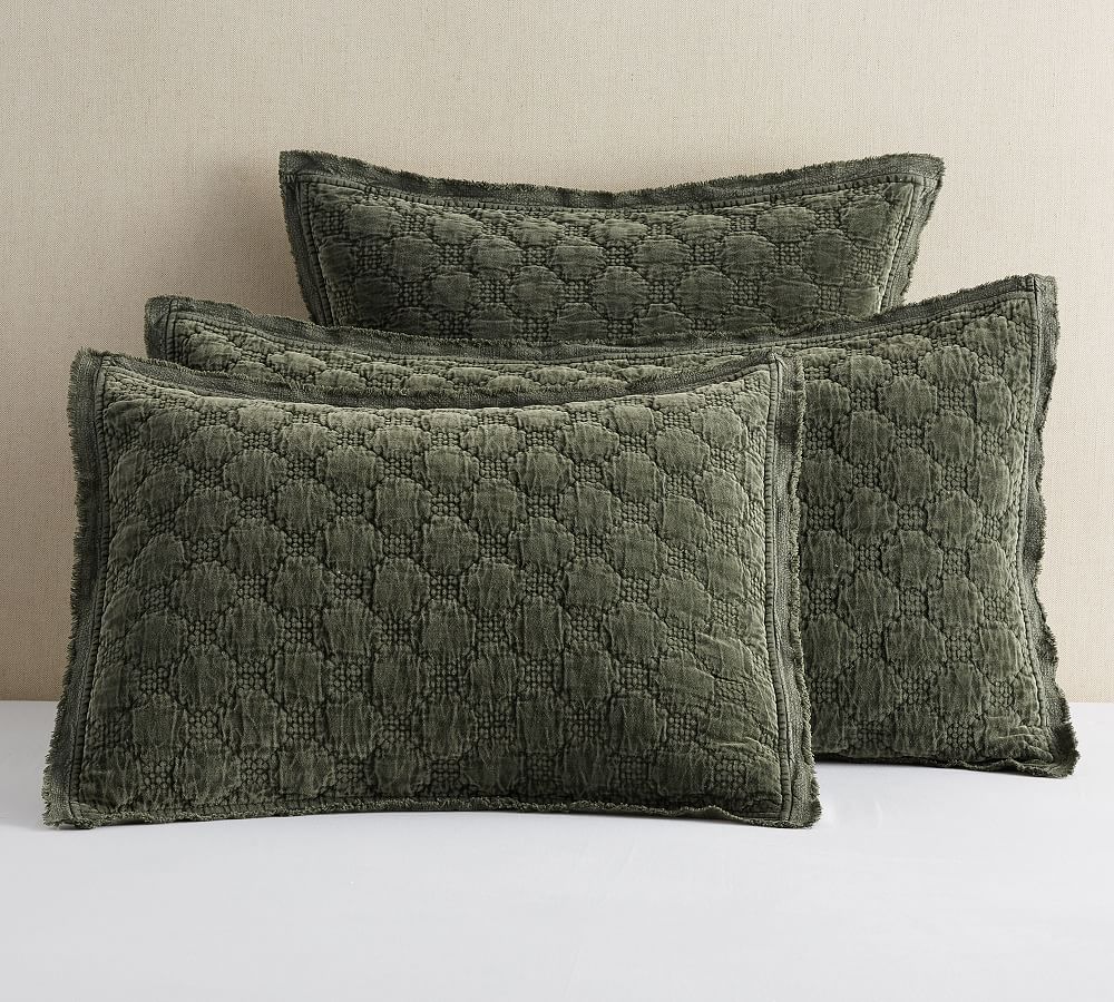Velvet Lattice Quilted Pillow Shams | Pottery Barn