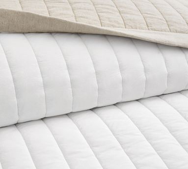European Flax Linen/Cotton Channel Stitch Quilt | Pottery Barn