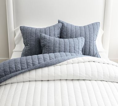 European Flax Linen/Cotton Channel Stitch Quilt | Pottery Barn