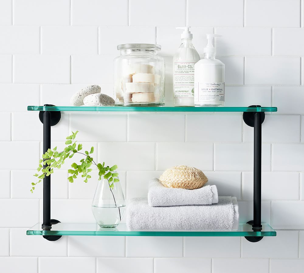 Linden Handcrafted Double Tier Shelf | Pottery Barn