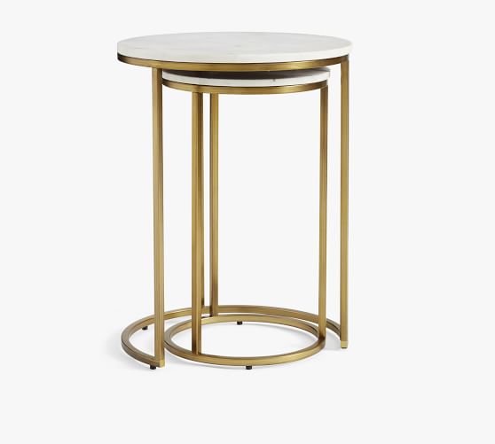 Delaney Round Marble Nesting End Table | Pottery Barn