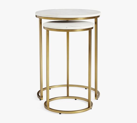 Delaney Round Marble Nesting End Table | Pottery Barn