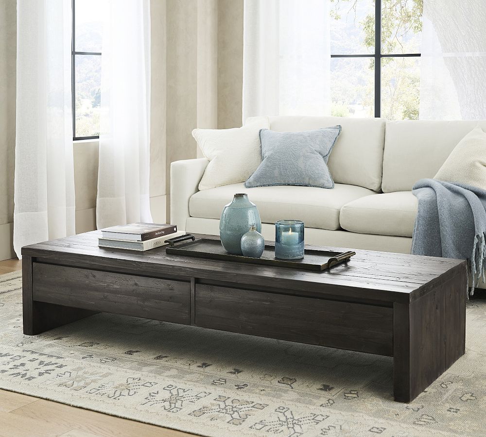 Pismo Reclaimed Wood Rectangular Long Low Coffee Table | Pottery Barn