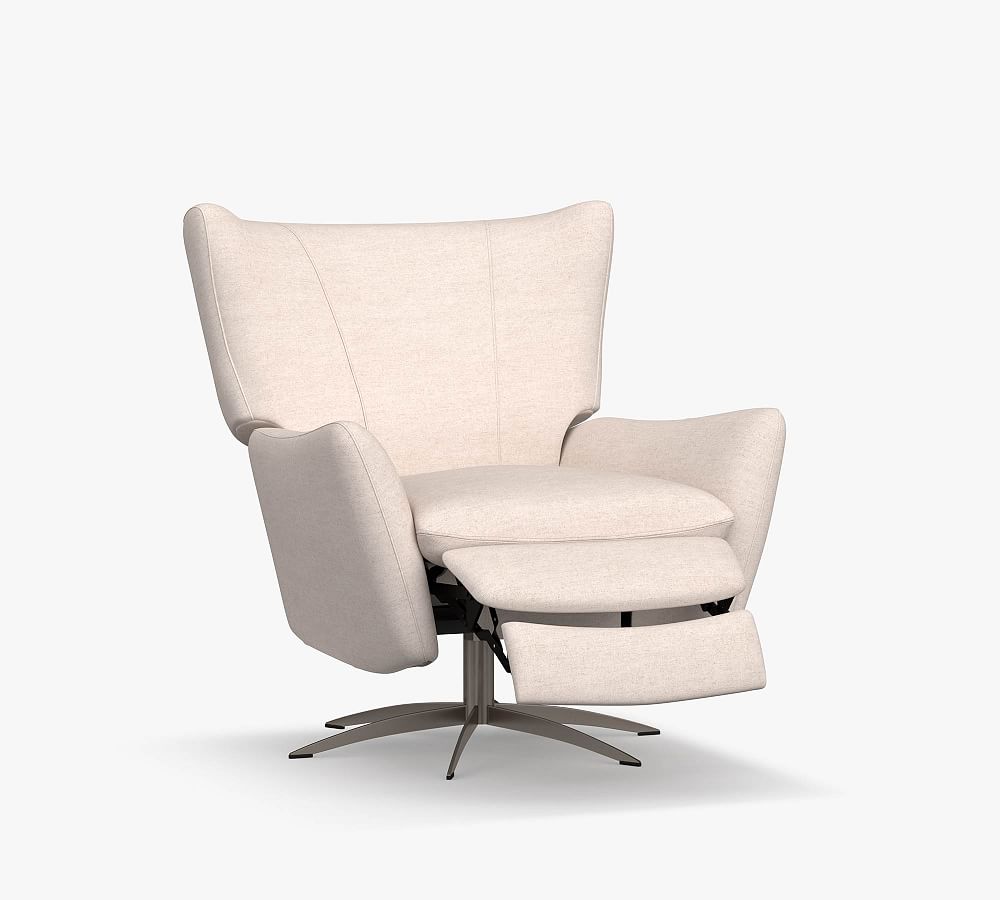 Wells Upholstered Tight Back Swivel Recliner | Pottery Barn