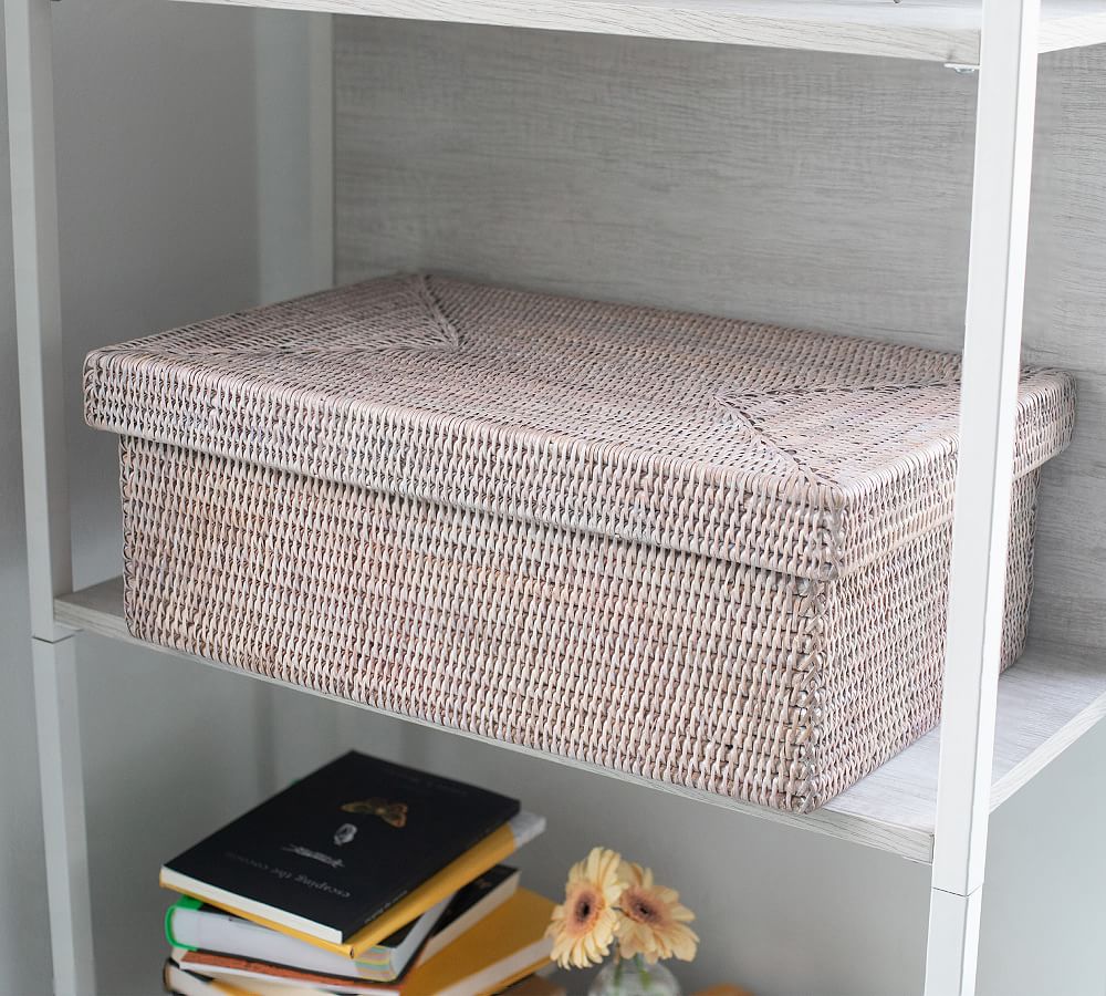 Tava Handwoven Rattan Rectangular Storage Box With Lid | Pottery Barn